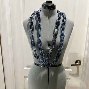 Denim Loop Necklace,jean Loop Necklace,handmade Necklace,denim Neck ...