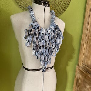 Denim Loop Necklace,jean Loop Necklace,handmade Necklace,denim Neck ...