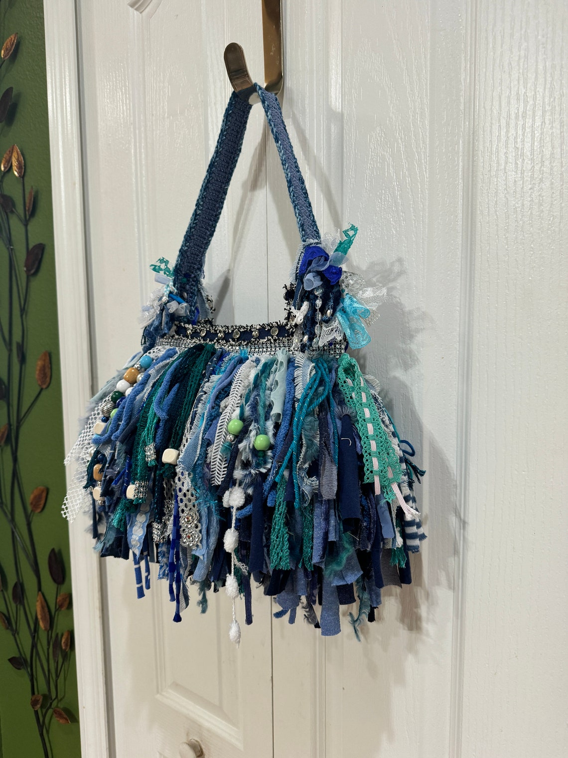Deep Blue Bag,fringed Handbag,custom Fringe Bag,fabric Fringe Bag ...