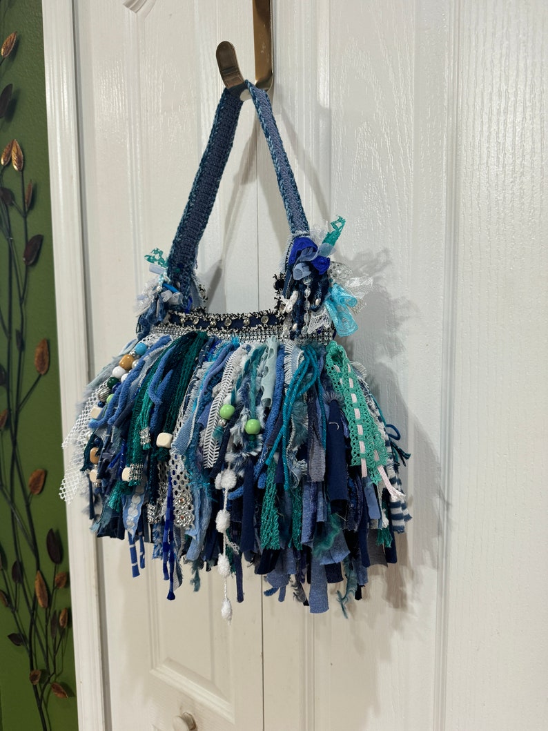 Deep Blue Bag,fringed Handbag,custom Fringe Bag,fabric Fringe Bag ...