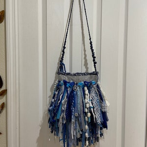 Mini Blue Bag,fringed Handbag,custom Fringe Bag,fabric Fringe Bag ...