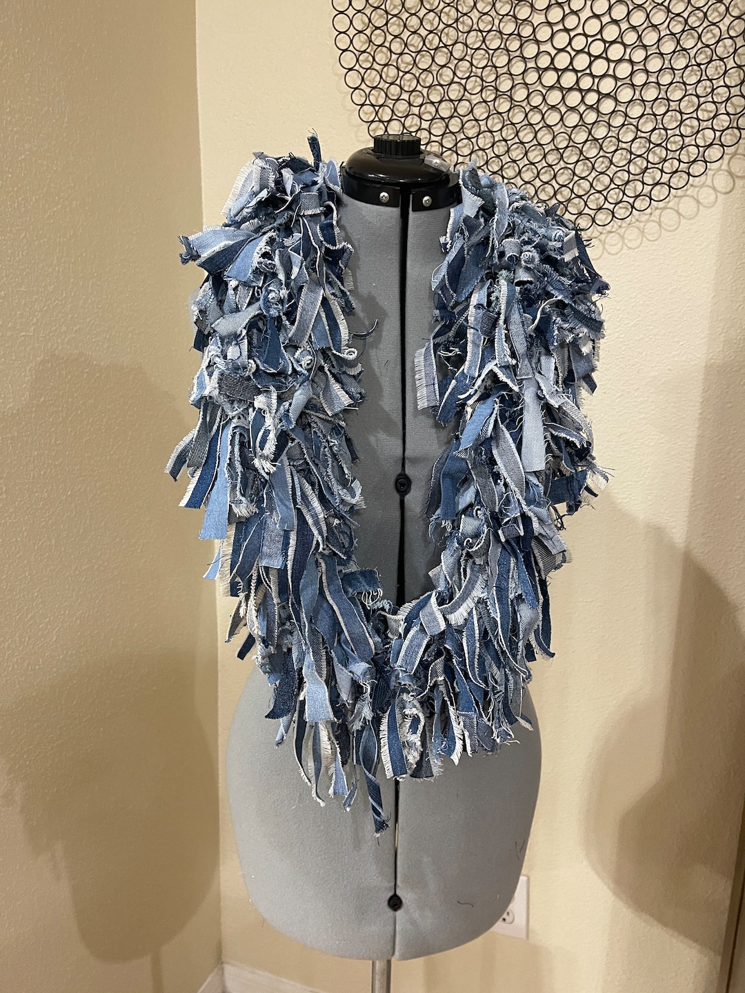 Blue Denim Fringe Collar,denim Fringe Collar,denim Necklace,fringe ...