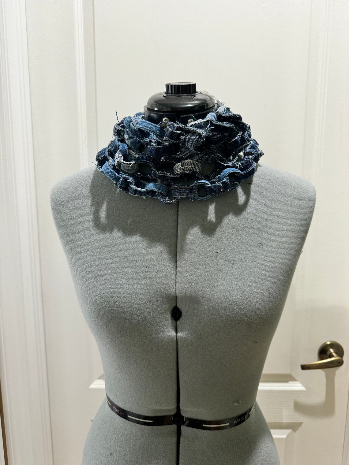 Denim Loop Necklace,jean Loop Necklace,handmade Necklace,denim Neck ...