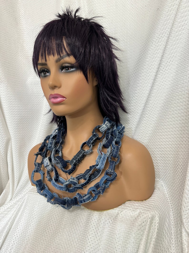 Denim Loop Necklace,jean Loop Necklace,handmade Necklace,denim Neck ...