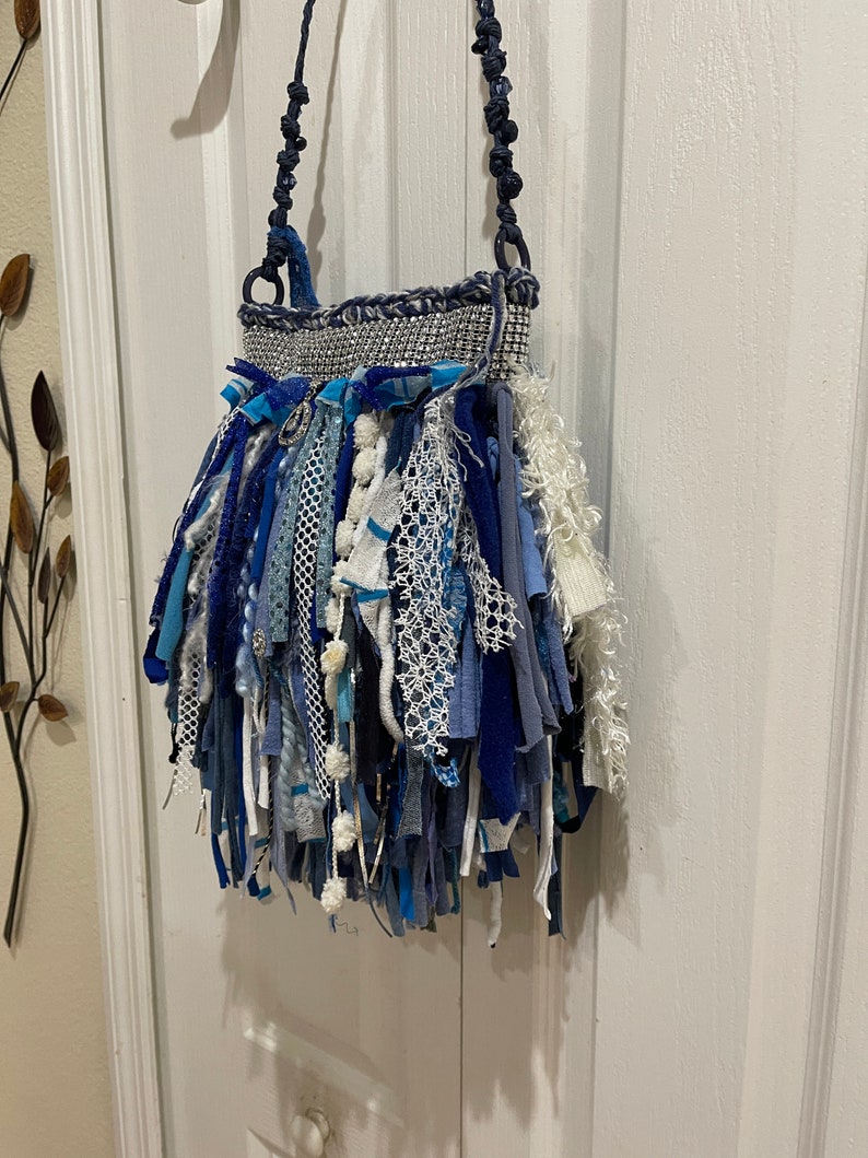 Mini Blue Bag,fringed Handbag,custom Fringe Bag,fabric Fringe Bag ...
