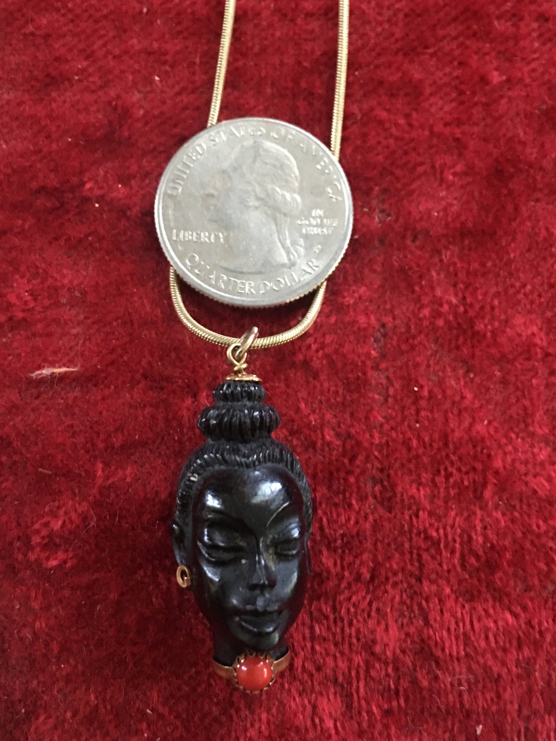 Africanfemale Head Pendant 18kt Chain in Black Ebony Wood and - Etsy
