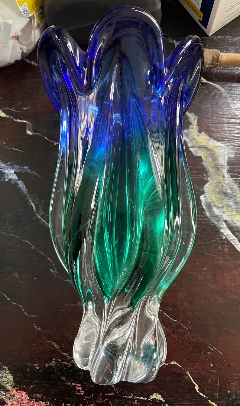 Mikasa Germany Ombre Green to Cobalt Encased in Clear Crystal, Circa ...