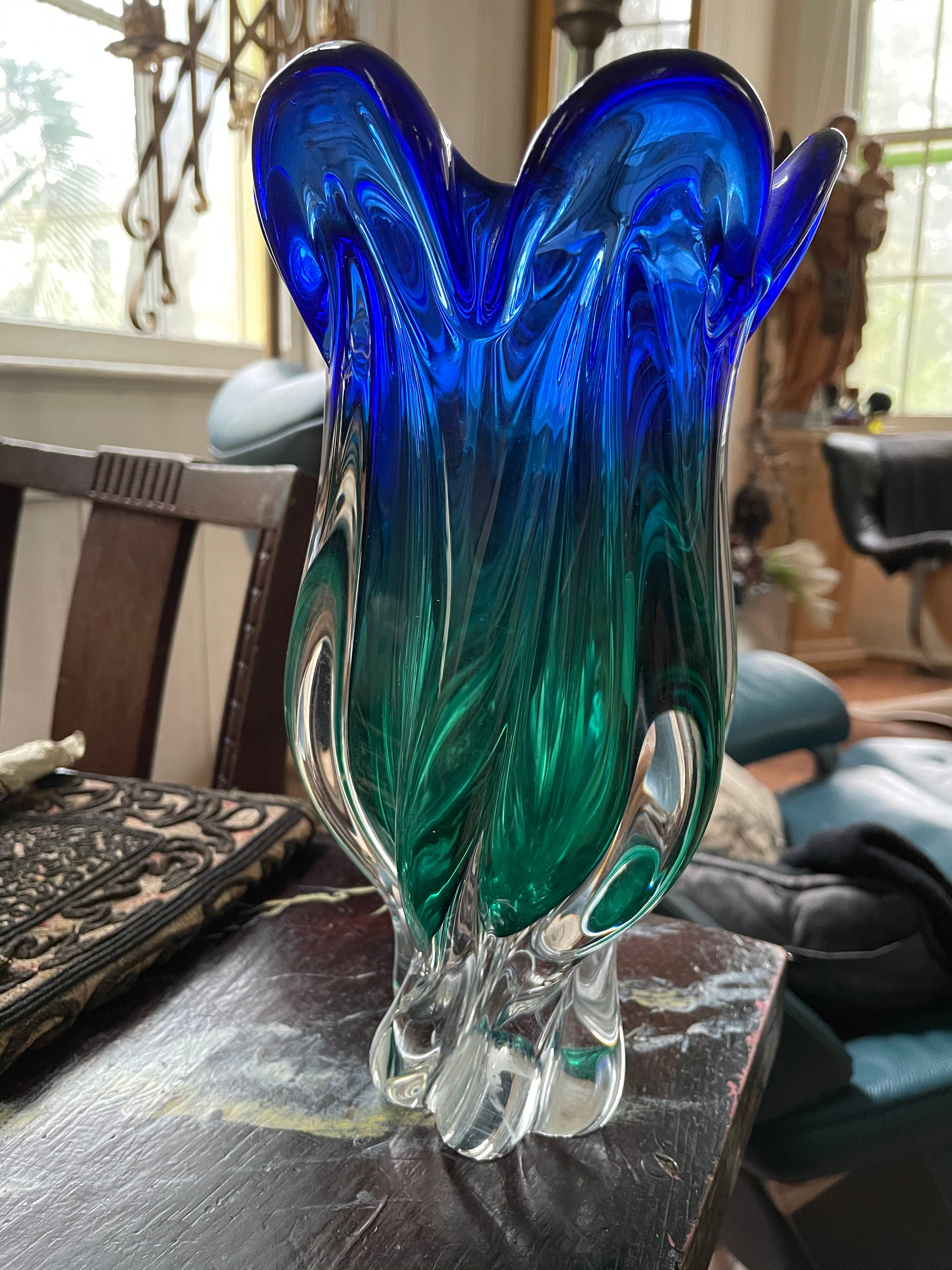 Mikasa Germany Ombre Green to Cobalt Encased in Clear Crystal, Circa ...