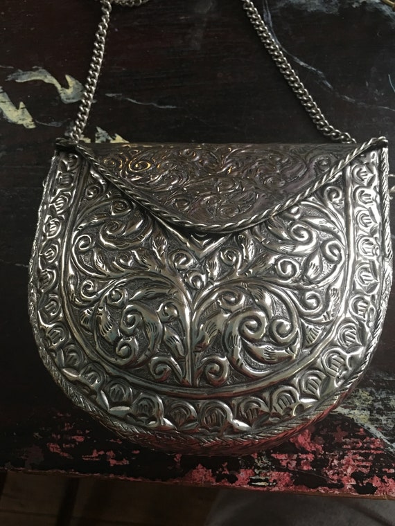 India metal purse,handbag,circa 1970s,handmade in sil… - Gem