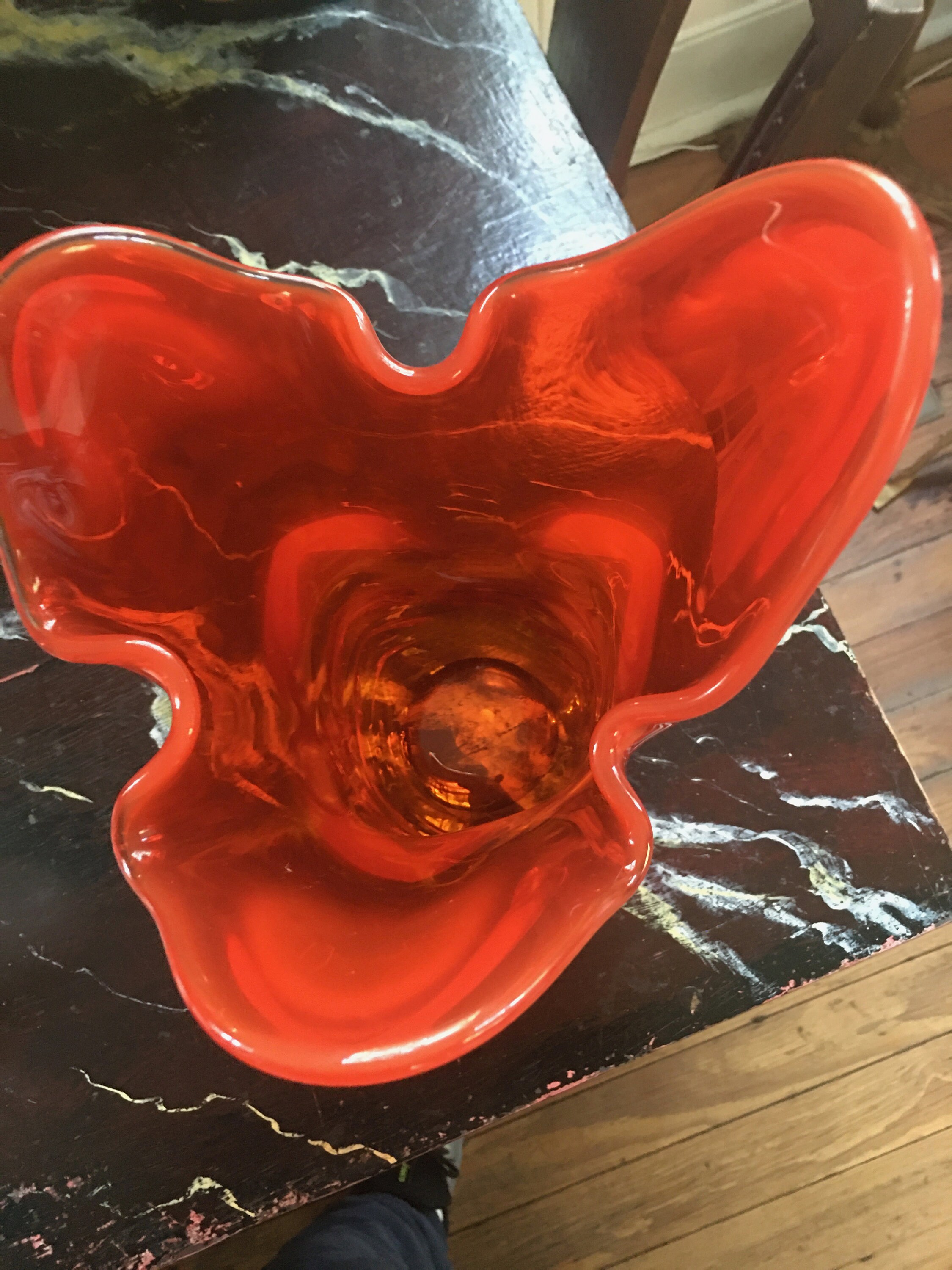 Late 50s Viking Glass Tundra Orange Vase Stretched and Fluted | Etsy
