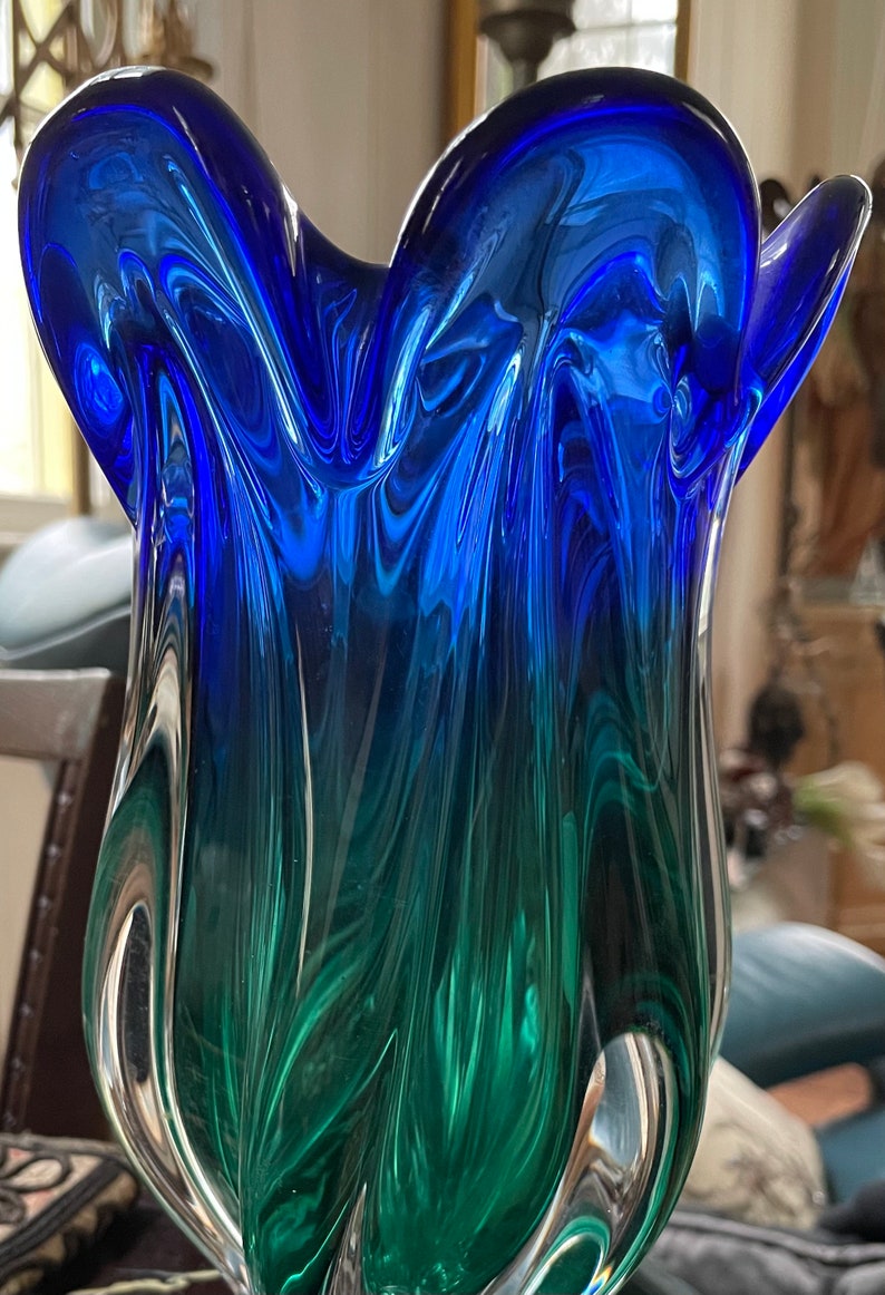 Mikasa Germany Ombre Green to Cobalt Encased in Clear Crystal, Circa ...