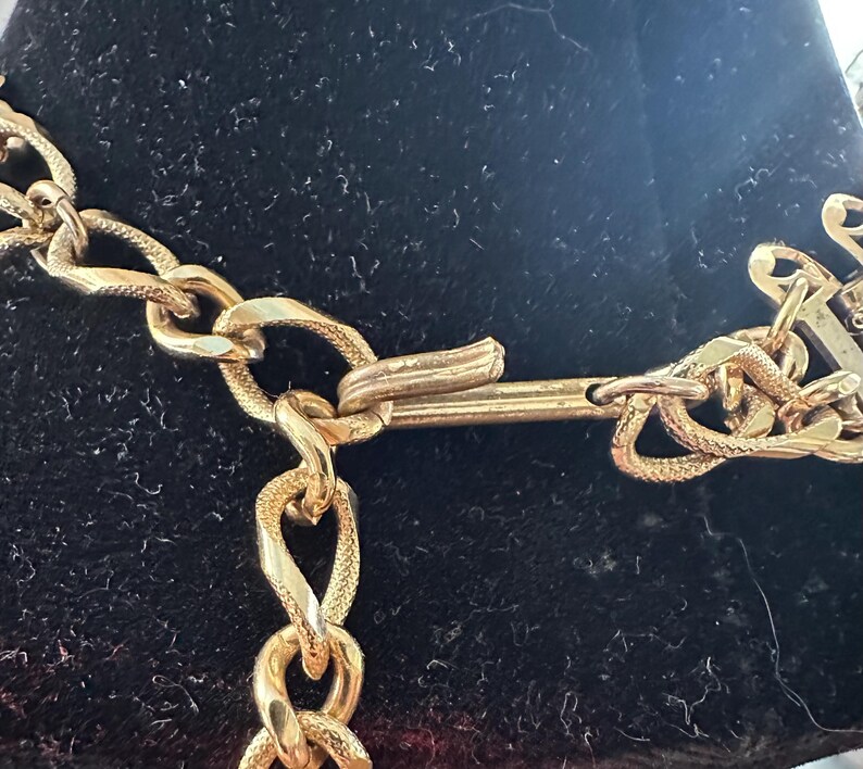 Gold Chain Drape 1960s Chocker or Nape Necklace With Stamped Segments ...