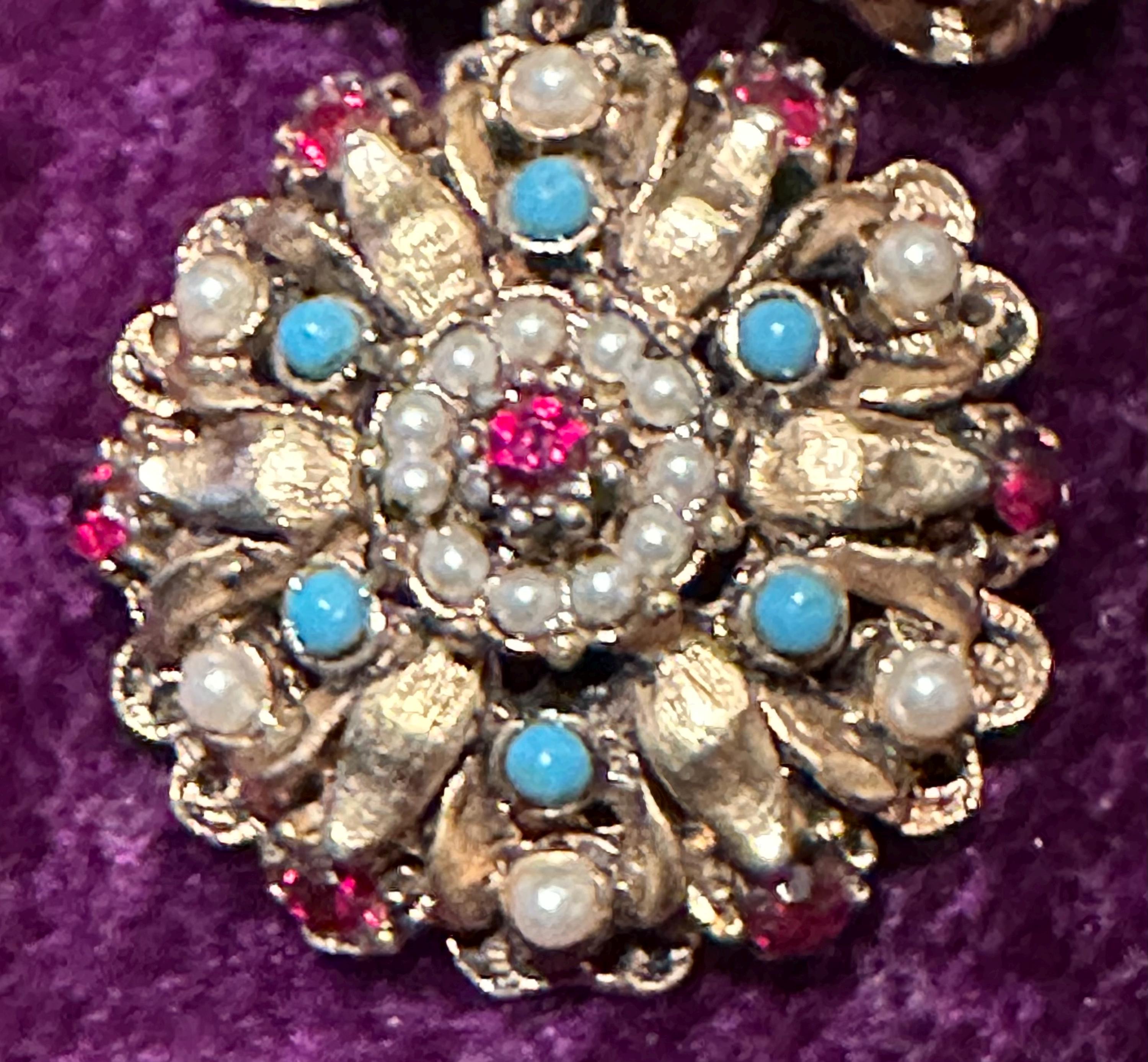 Regal Brooch With Pearls Rubies and Turquoise Glass Stones Reminiscent ...