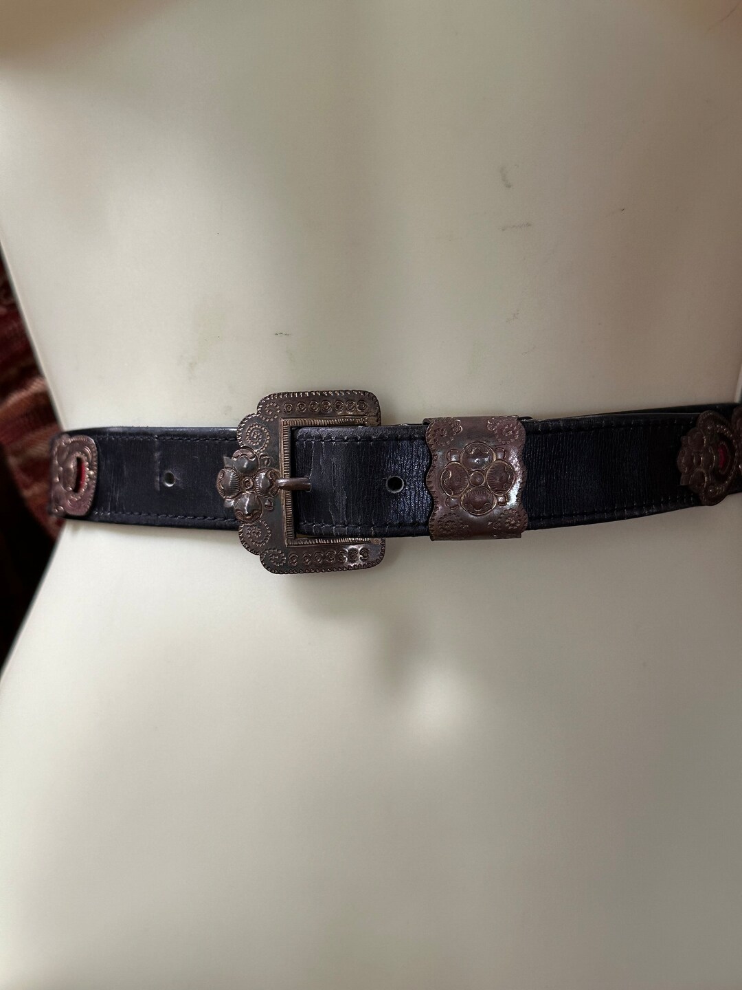 A Appenzeller,trachten Belt of Edelweiss Flowers Backed in Red Leather ...