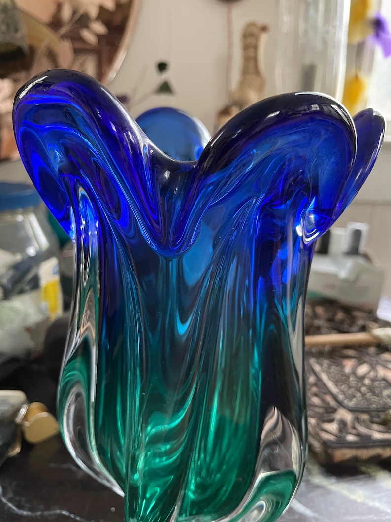 Mikasa Germany Ombre Green to Cobalt Encased in Clear Crystal, Circa ...