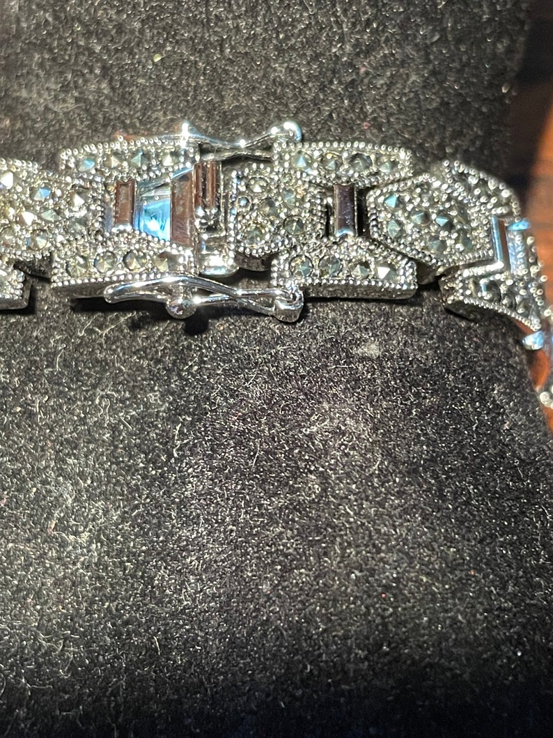Marqasite and White Metal Marked PL Art Deco Bracelet Circa 1980s - Etsy