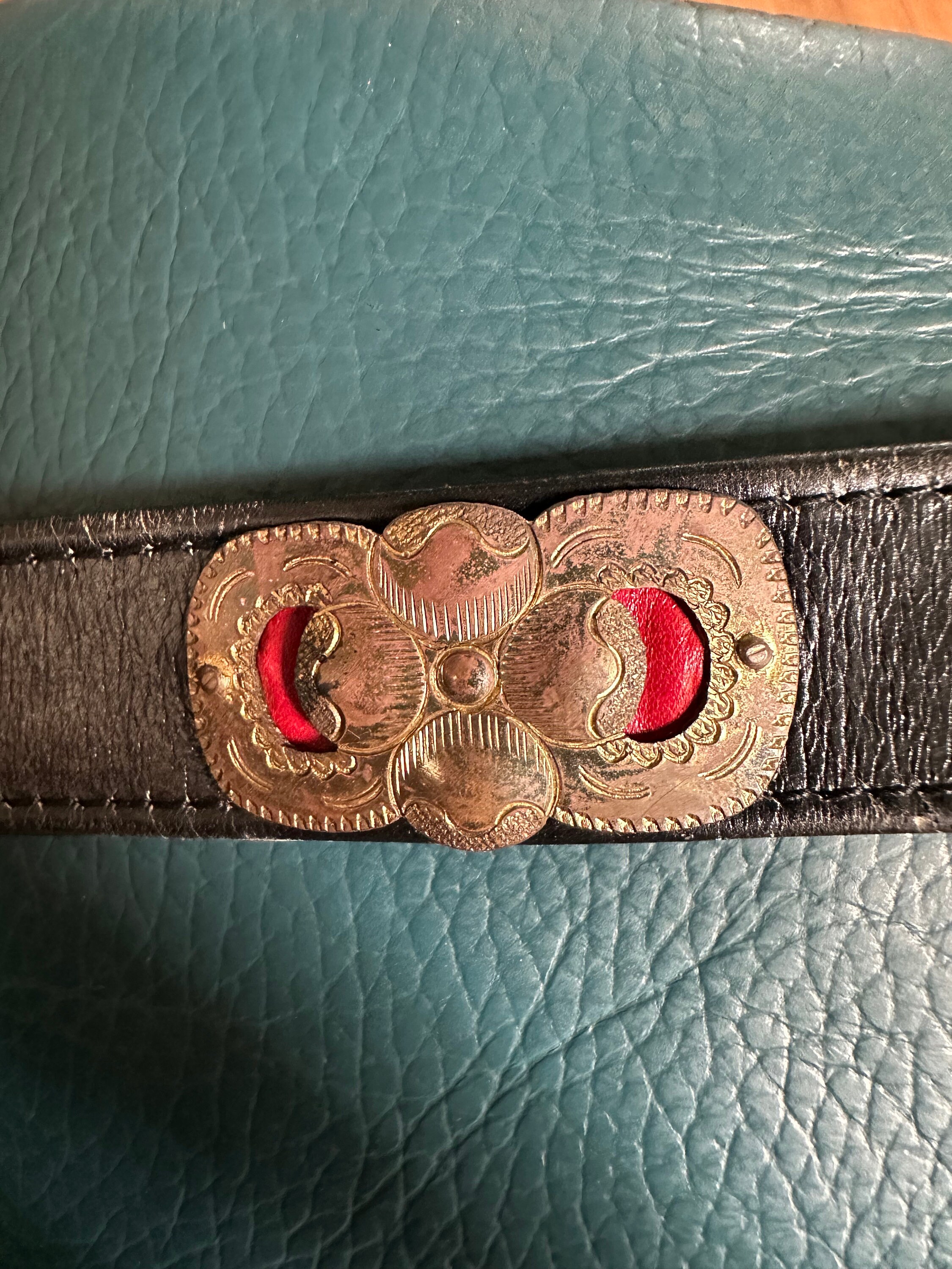 A Appenzeller,trachten Belt of Edelweiss Flowers Backed in Red Leather ...