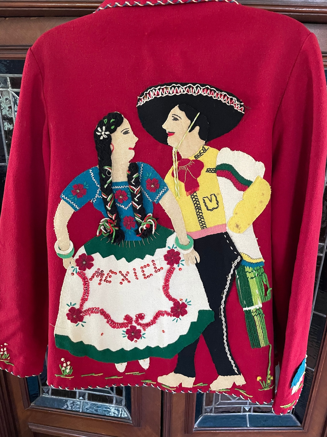 Red Cut and Embroidered Mexico Souvenir Jacket in Wool and - Etsy