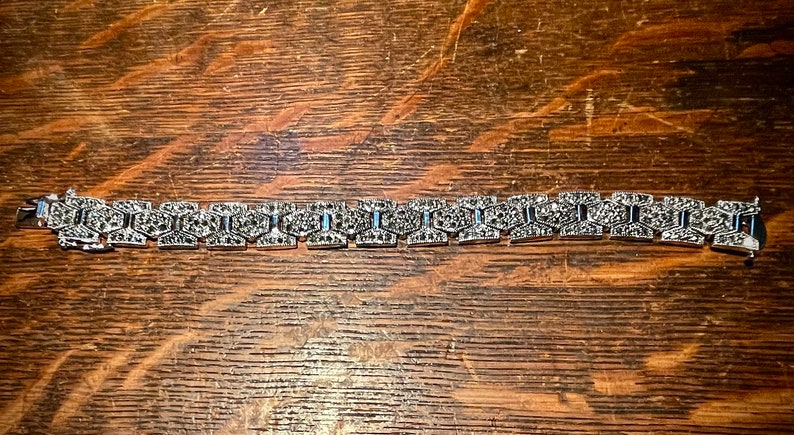 Marqasite and White Metal Marked PL Art Deco Bracelet Circa 1980s - Etsy