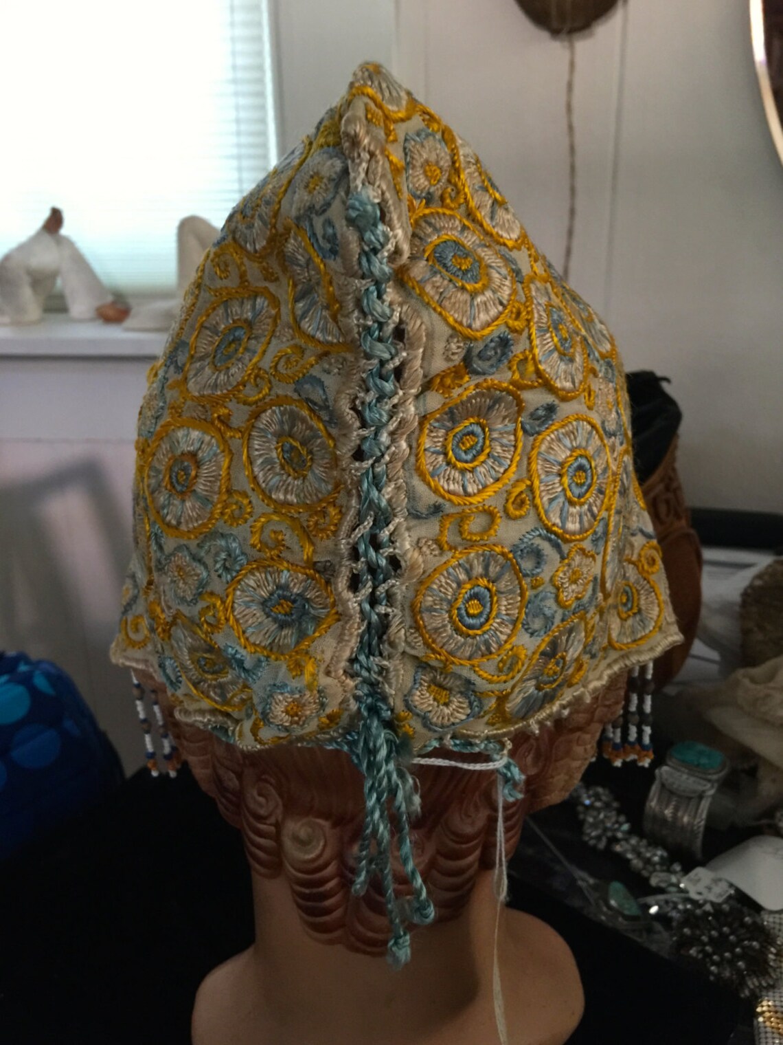 Cone Hat Circa 1925,fully Hand Embroidered and Beaded,ethnic - Etsy