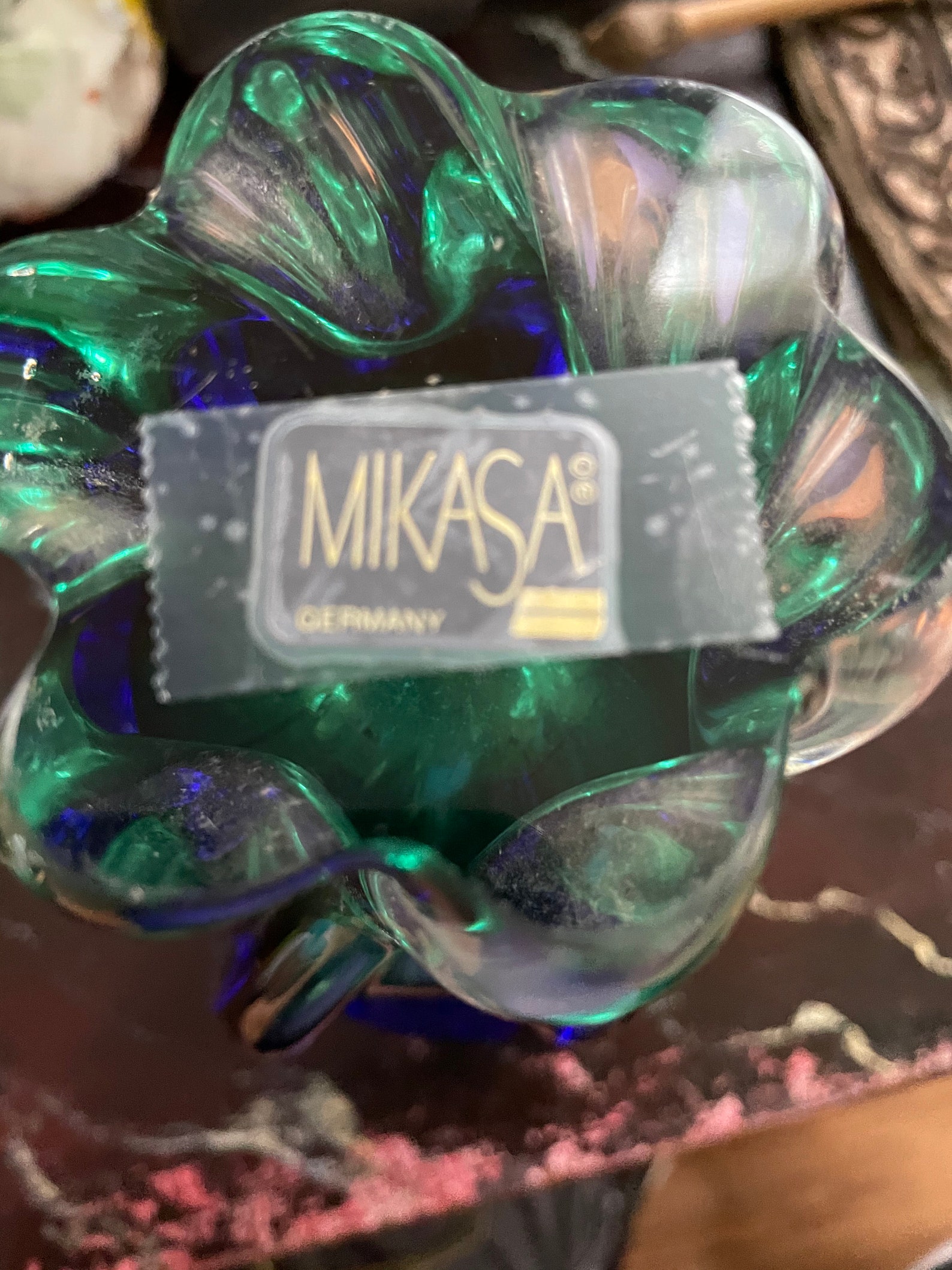 Mikasa Germany Ombre Green to Cobalt Encased in Clear Crystal, Circa ...