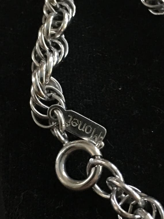 Monet,1960s pendant chain silver necklace - Gem