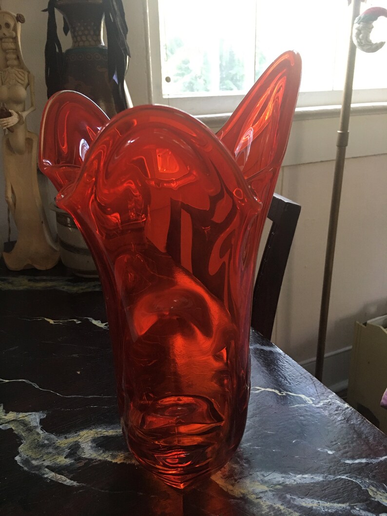 Late 50s Viking Glass Tundra Orange Vase Stretched and Fluted - Etsy
