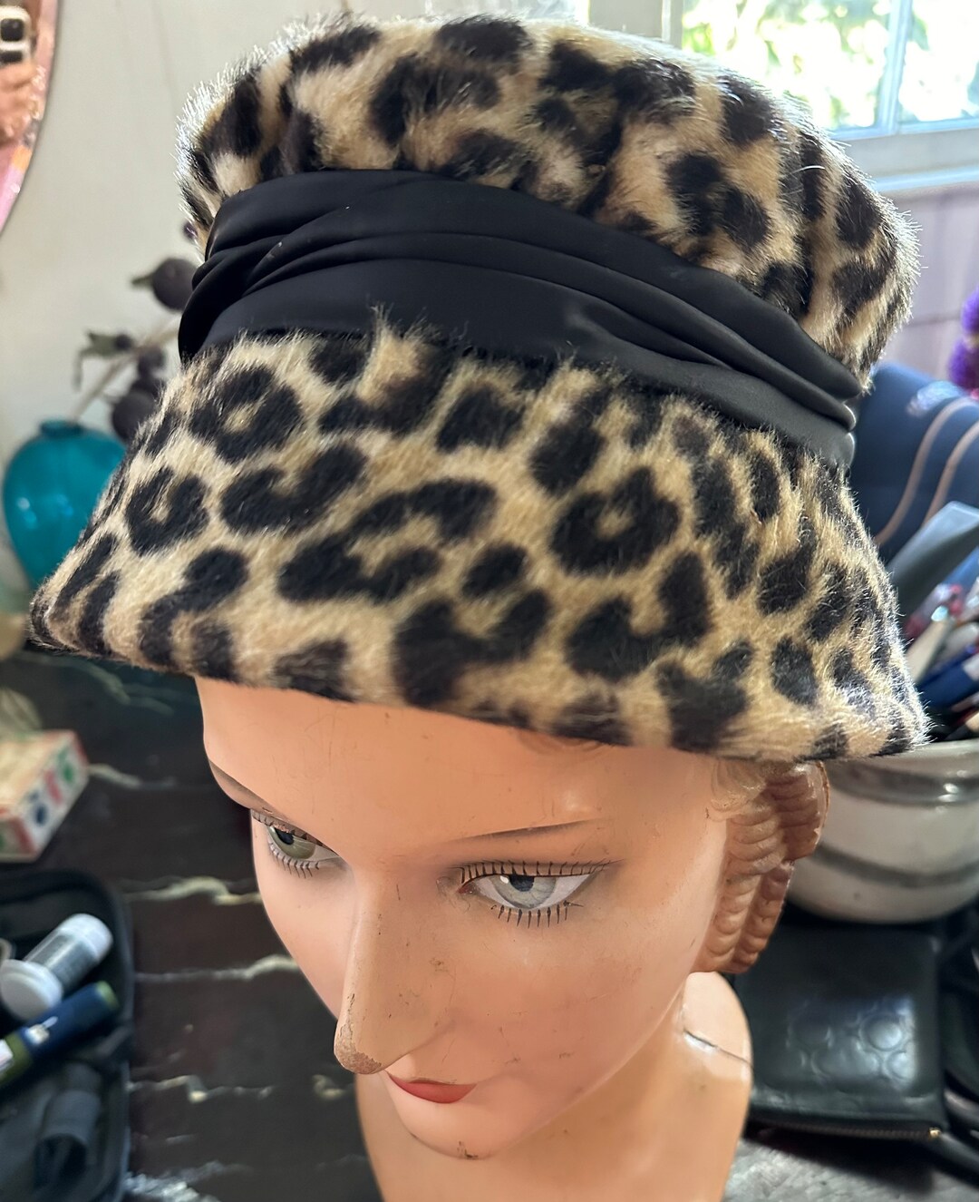 Faux Léopard Fur Hat in Bucket Shape Circa 1960s - Etsy