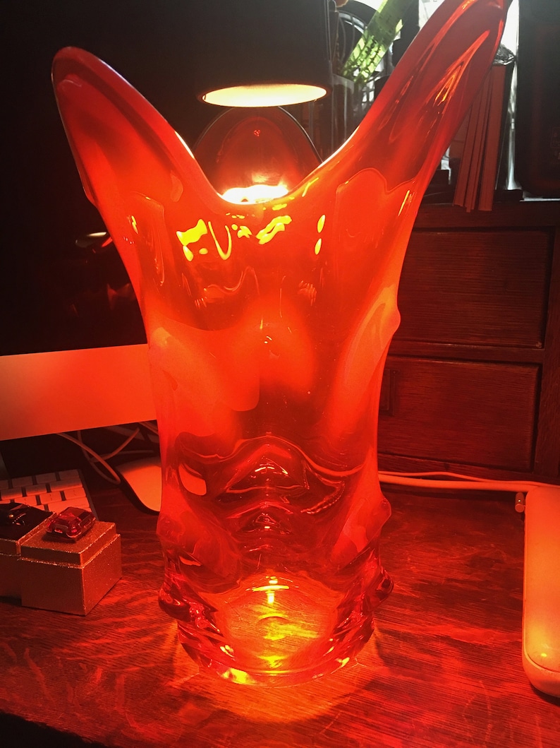 Late 50s Viking Glass Tundra Orange Vase Stretched and Fluted - Etsy