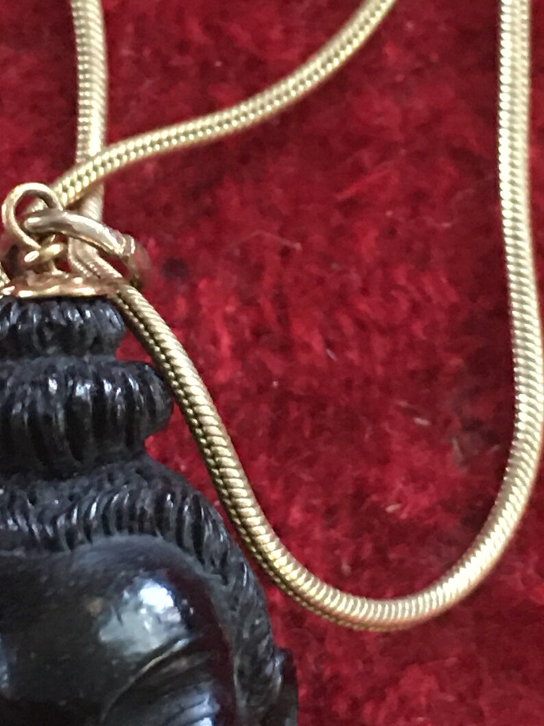 Africanfemale Head Pendant 18kt Chain in Black Ebony Wood and - Etsy