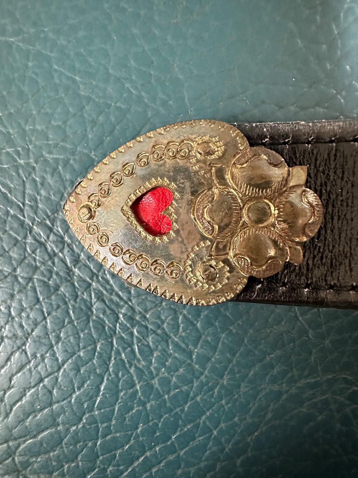 A Appenzeller,trachten Belt of Edelweiss Flowers Backed in Red Leather ...