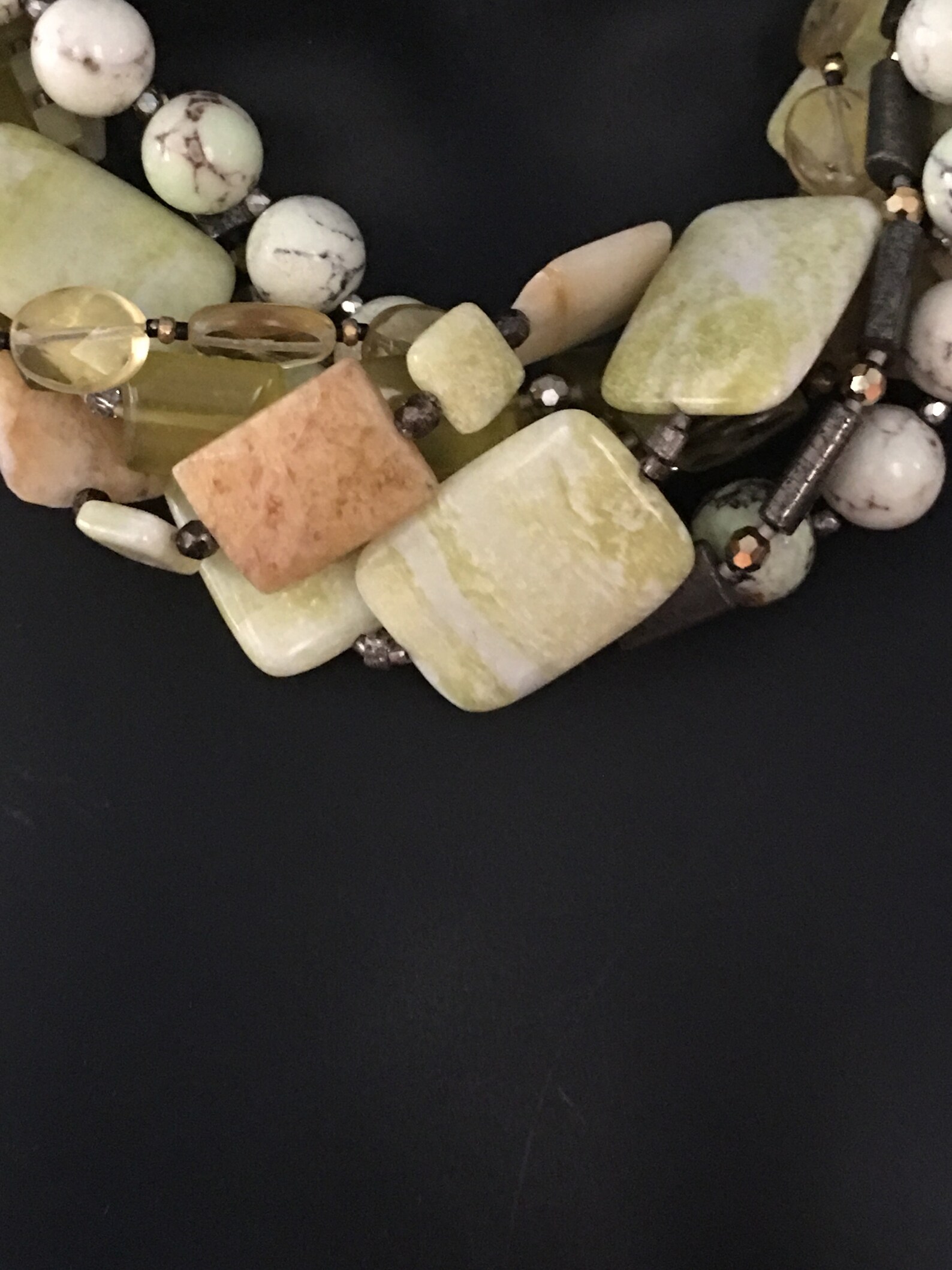 Miriam Haskell Signed Bead and Stone Necklace,circa Late 80s Early 90s ...