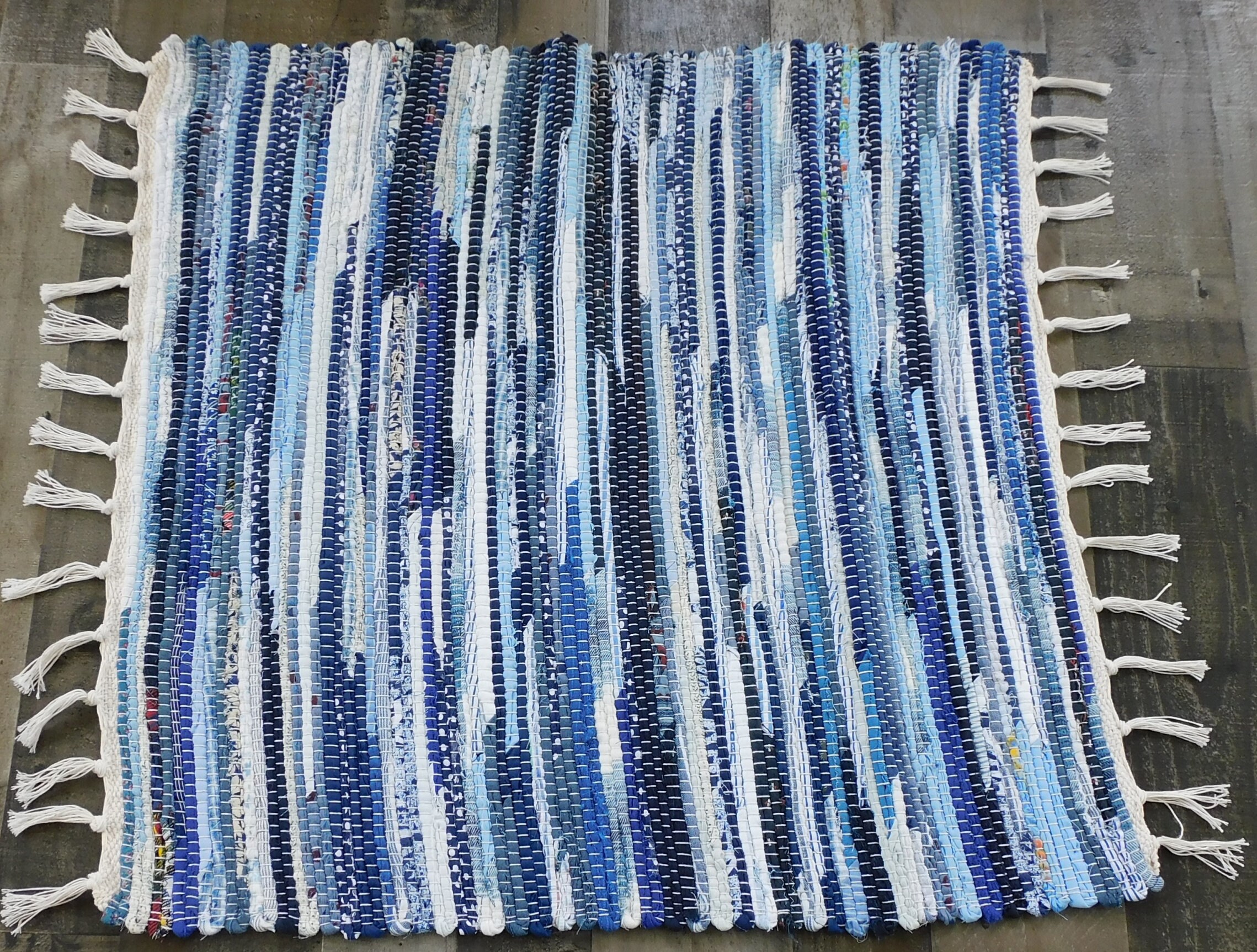 Blue and White Rag Rug - Etsy