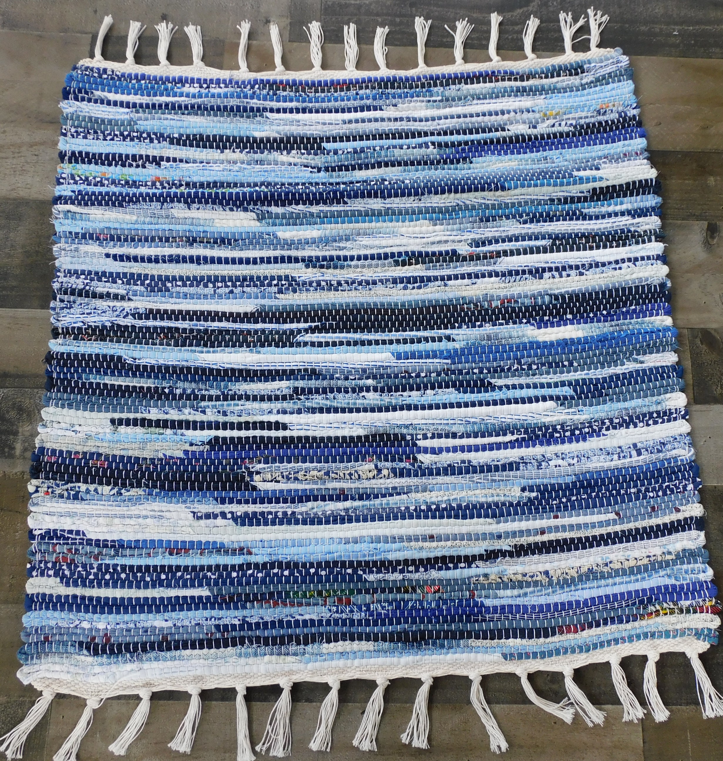 Blue and White Rag Rug - Etsy