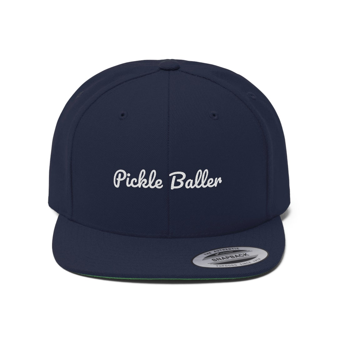 Pickleball Hat - Funny Pickle Baller Flat Bill Premium Wool-blend Hat ...