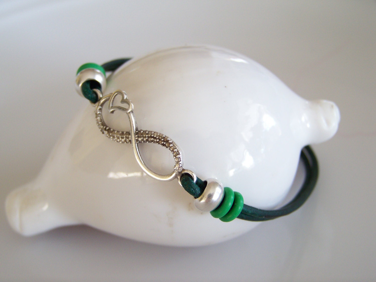 Green Leather Cord Celtic Infinity Knot Bracelet R6265 | Etsy