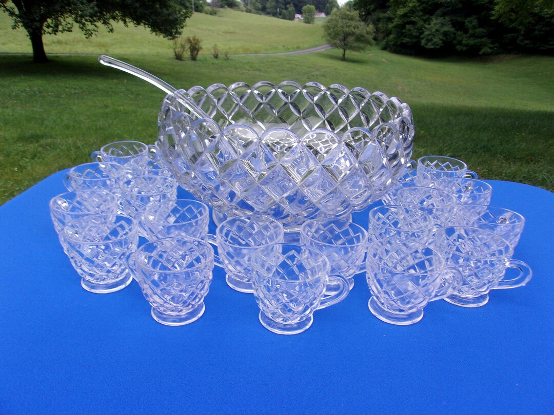 Vintage Punch Bowl Set, Tiffian Franciscan, Pattern Williamsburg, Punch ...