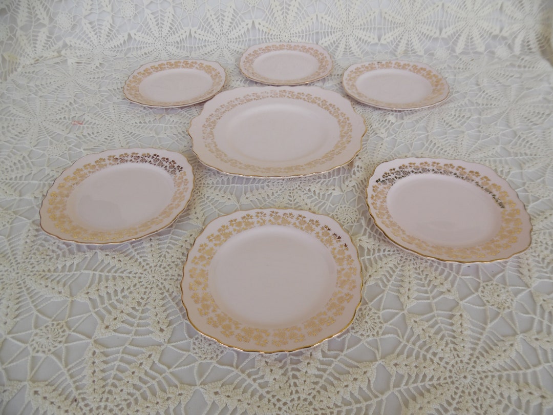 Vintage Royal Adderley, China Set, Pattern Gold Daisy, Light Pink Bone ...