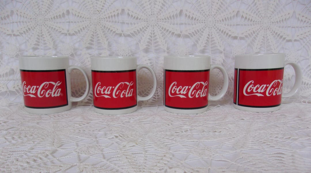 Vintage Coca Cola Mugs, Made by Gibson, Red, White, With Black Trim ...