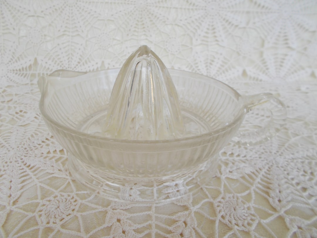 Antique Juicer, Clear Glass, Made in the 1930s, Lemon, Lime, or Orange ...