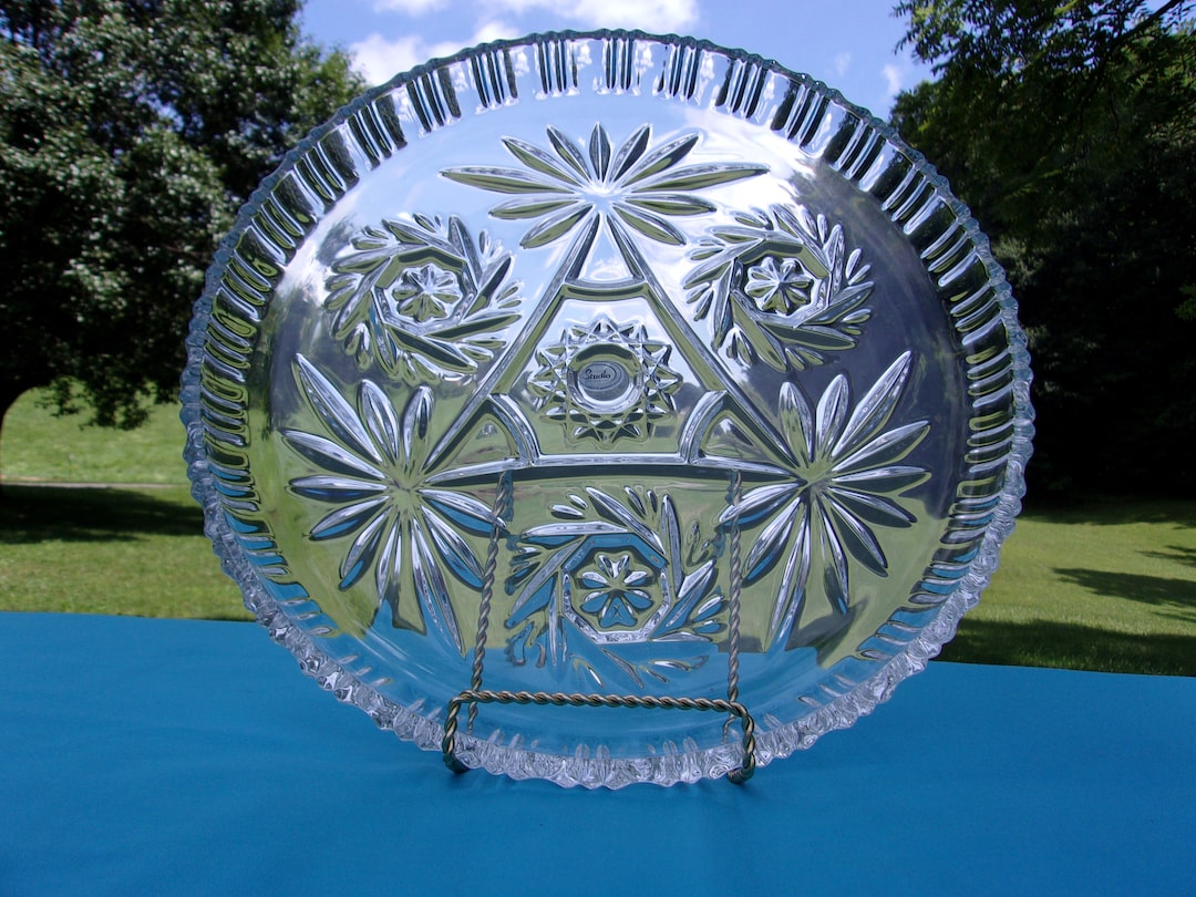 Vintage Crystal Serving Platter, Cake Platter, Clear, Made in Germany ...
