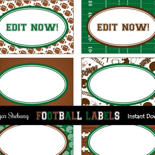 Football Party Labels INSTANTLY Downloadable and EDITABLE - Etsy