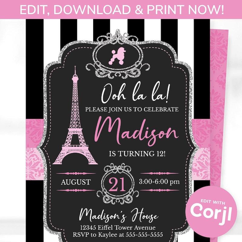 Paris Invitation - Etsy