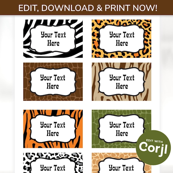 Safari Food Labels - Etsy