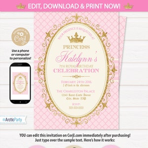Princess Invitations - Princess Birthday Party Invitations - Princess ...