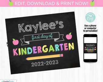 Back to School Printable First Day of School Sign Printable Chalkboard ...