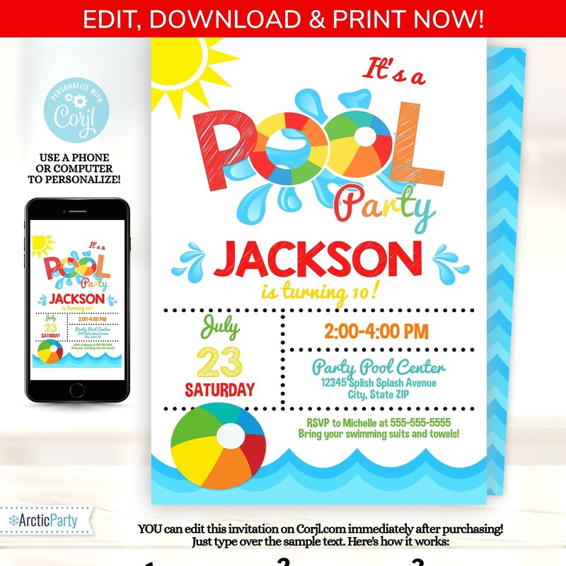 Pool Party Invite - Etsy