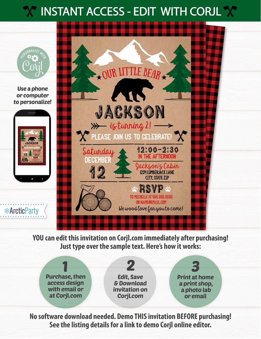 Lumberjack Party Invitations, Lumberjack Birthday Party Invitations ...