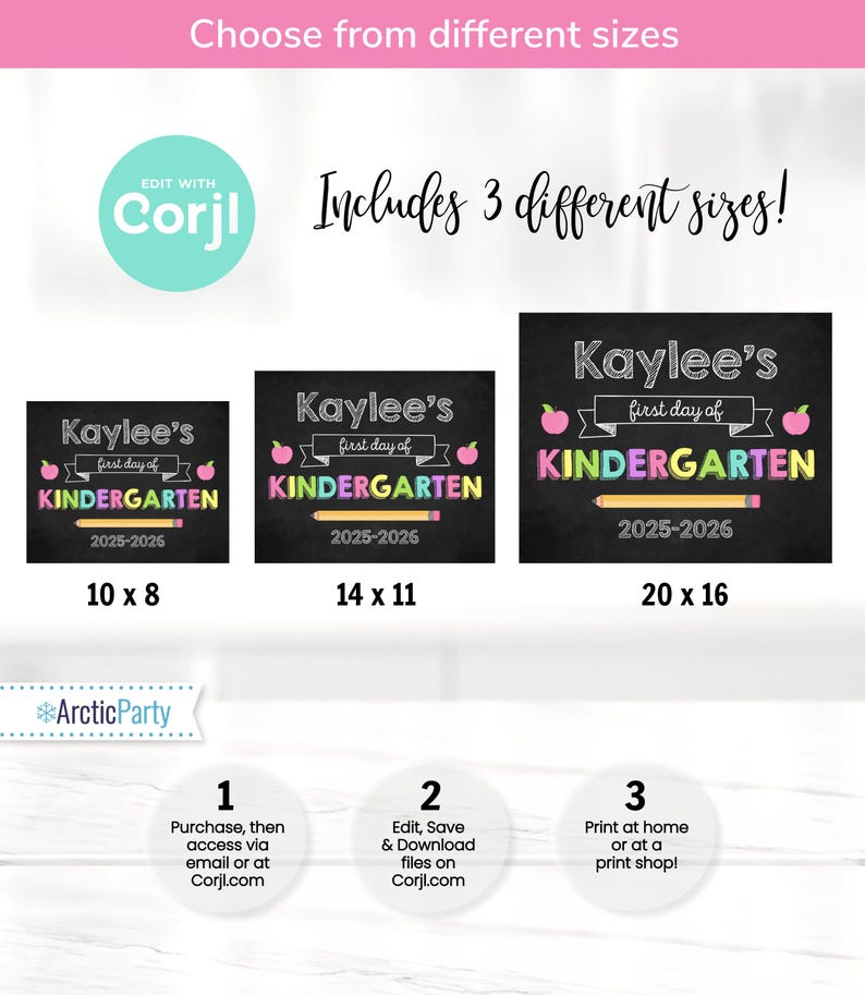 Pink First Day of School Sign - Back to School Sign Template - Girls ...