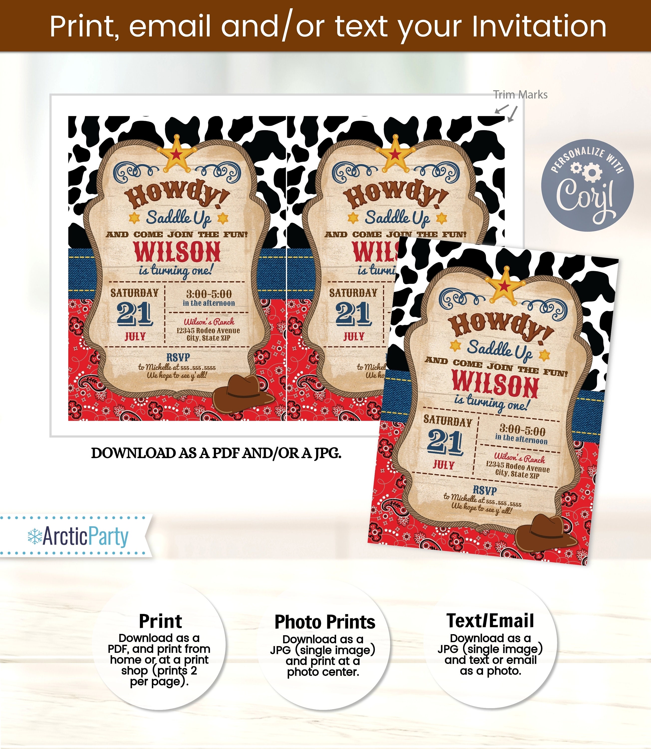 Cowboy Invitations Western Invitations Cowboy Party - Etsy